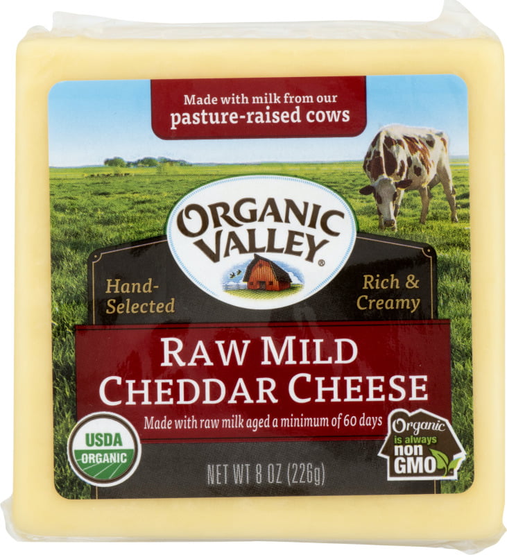 ORGANIC VALLEY CHEESE UNPASTEURIZED RAW MILK VARIETIES RAW MILD CHEDDAR ...